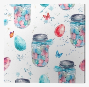 Watercolor Seamless Pattern With Glass Jar, Candy, - Watercolor ...