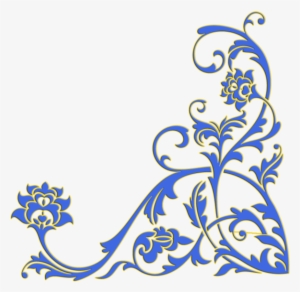 Filigree Decoration Border Edge Frame Blue Yellow Flow - Blue And Gold ...