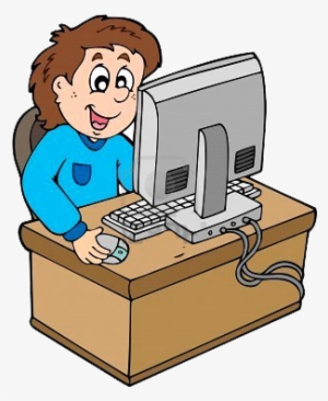 7254737 Cartoon Boy Working With Computer Vector Illustration - Cartoon ...