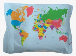 Political Map Of The World Vector Pillow Sham • Pixers® - A4 Map Of The ...