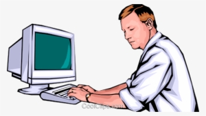 Man With Computers Royalty Free Vector Clip Art Illustration - Homem Em ...