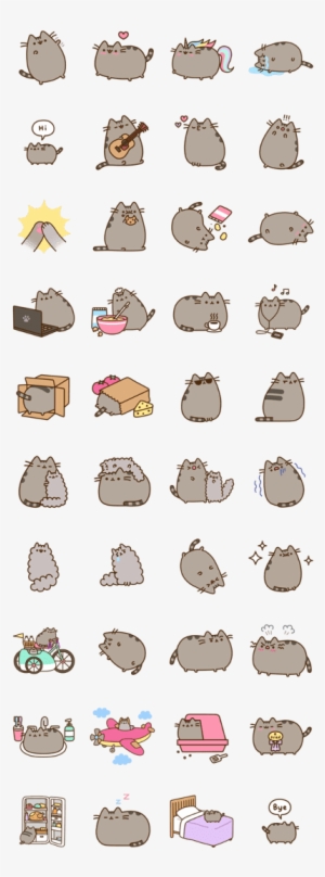 Pusheen The Cat - Pusheen Line Stickers PNG Image | Transparent PNG ...
