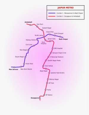 Map Of Jaipur Metro Created Using Inkscape - Jaipur Metro Route Map PNG ...