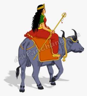 Departure Of Durga On Buffalo - Durga Devi On Buffalo PNG Image ...