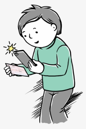 Scan Invoice With Mobile Or Pc - Cartoon Boy With Mobile Png PNG Image ...