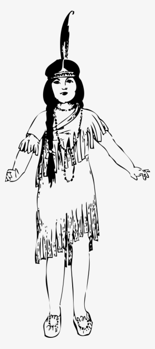 Native American Girl - Native American Woman Coloring Page PNG Image ...