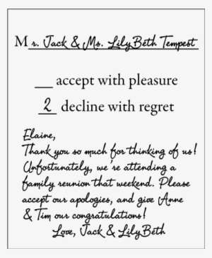 Wedding Invitation Rsvp M Line Fresh How To Decline PNG Image ...