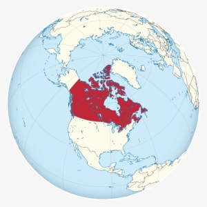 A Map Of The Globe Features Canada In Red At The Center - Canada On The ...