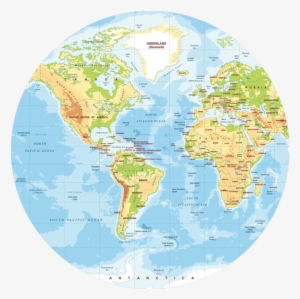 Polypropylyn Physical World Map Round Placemat F-2 - World Map Round ...