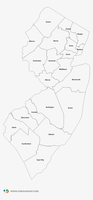 New Jersey Counties Outline Map - New Jersey State Outlines Png PNG ...