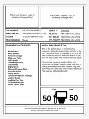 Monroney Window Sticker Template PNG Image | Transparent PNG Free ...