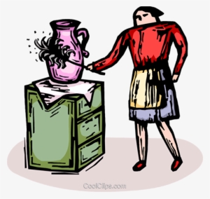 Woman Dusting With A Feather Duster Royalty Free Vector - Dust ...