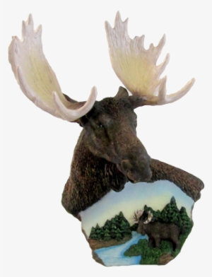 Moose Bust With Moose Scene 7"h 2 Pc Min - Sculpture PNG Image ...