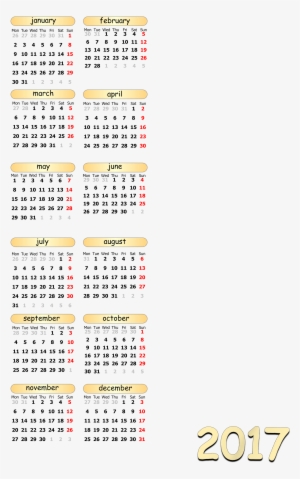 2017 Calendar Template Image - Plantilla Calendario 2017 Png PNG Image ...