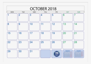 October 2018 Printable Calendar Pdf - Monthly Planner October 2018 PNG ...
