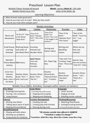 Download Full Size Of Free Preschool Monthly Lesson Plan Templates ...