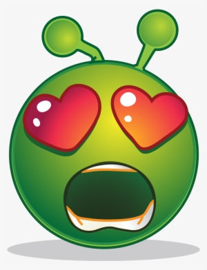 Smiley Green Alien Surprised Love - Smiley Green Alien PNG Image ...