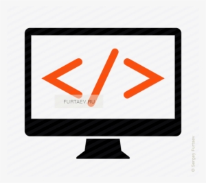 Vector Icon Of Desktop Computer With Code Symbols On - Website ...