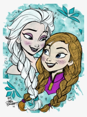 Elsa And Anna Watercolor By Jmascia - Elsa And Anna Watercolor PNG ...