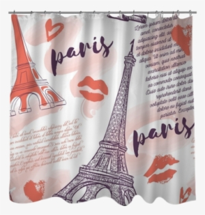 Vintage Seamless Pattern With Eiffel Tower, Kisses, - Torre Eiffel ...