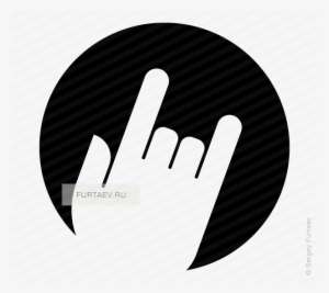 Vector Icon Of Hand With Horns Gesture Against Circle - Icon White Hand ...
