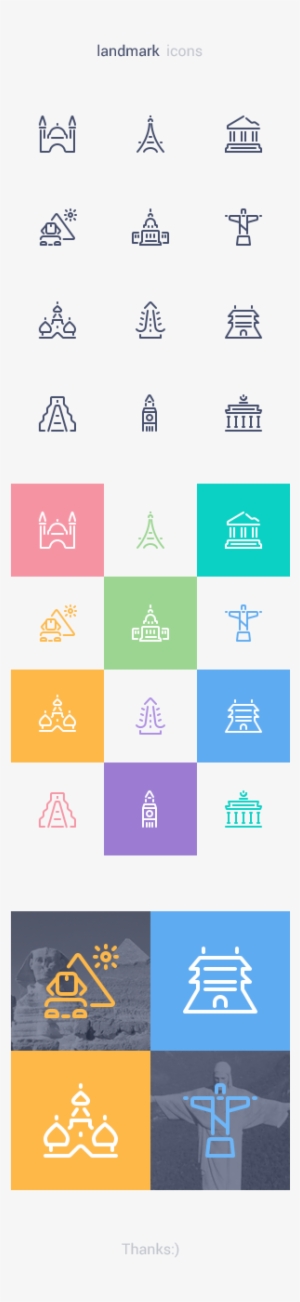 Landmark Icons On Behance - Landmark Iconography PNG Image ...