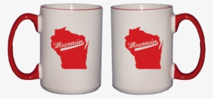 Wisconsin Script With State Outline Red Handle Mug - Mug PNG Image ...