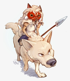 San Princess Mononoke Wolf Girl Chibi Riding Ghibli - Cartoon PNG Image ...