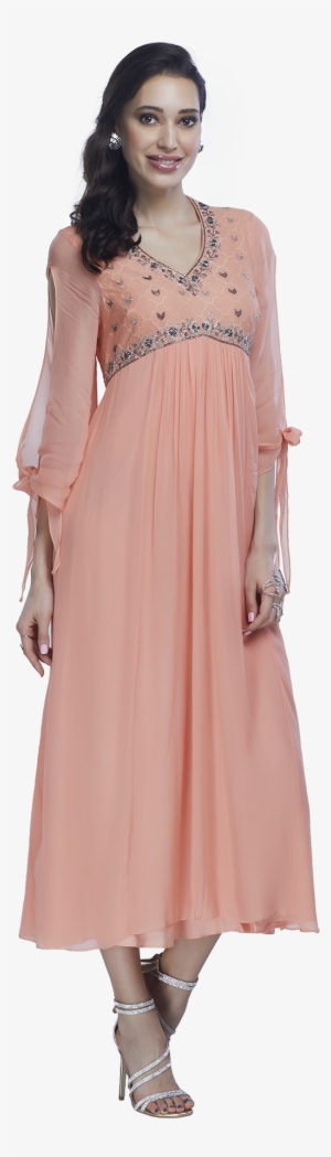 Peach Midi Dress By Casa - Deepa Dress Png Transparent PNG Image ...