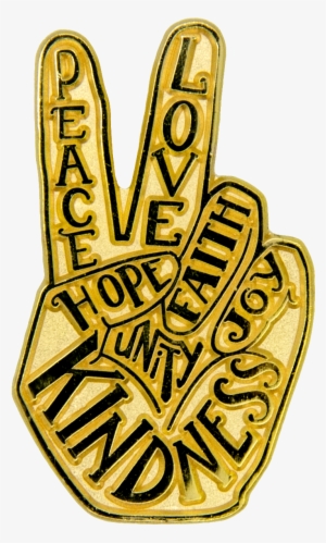 Peace Hand, Pin, Gold - Gold PNG Image | Transparent PNG Free Download ...