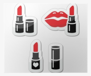 Lips And Red Lipstick Vector Icon Set Poster • Pixers® - Lipstick ...