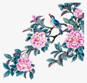Watercolor Painting Ink Wash Wall Flowers Transprent - Watercolor ...