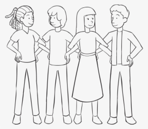 Back Four People Standing In Line With Interlocked - Team Building PNG ...