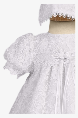 Floral Lace Overlay Satin Christening Gown Baby Girls - Baptismal ...