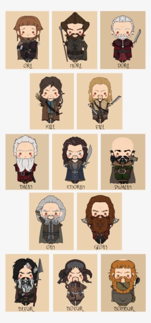 All The Dwarves - Thorin And Company Cartoon PNG Image | Transparent ...