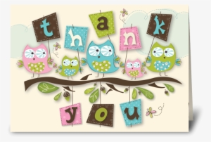 Whoo's Cute Thank You Card Greeting Card - Cute Thank You Png PNG Image ...