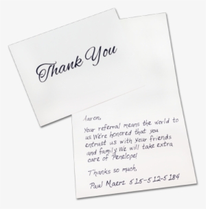 Thank You Card Example - Handwritten Thank You For Referral PNG Image ...