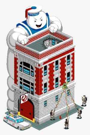 Ghostbusters Firehouse - Ghostbusters Movie Pixel Art PNG Image ...