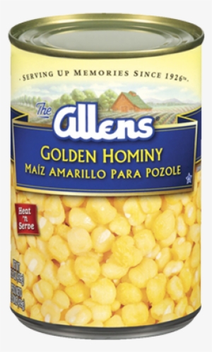 Golden Hominy - Allens Blackeyed Peas - 15.5 Oz Can PNG Image ...