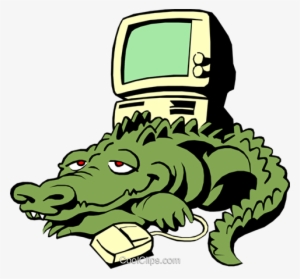 Cartoon Alligator With Computer Royalty Free Vector - Crocodile On A ...