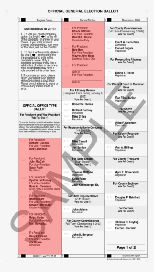 Ballot - Us Voting Ballot Example PNG Image | Transparent PNG Free ...