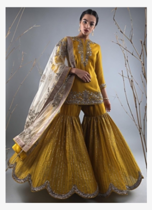 Beautiful Mustard Yellow Sarara Suit - Gharara PNG Image | Transparent ...