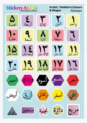 Arabic Numbers , Colours And Shapes Stickers - Numbers In Arabic Poster ...