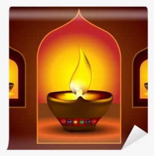 Diwali Diya On A Window Arch - Diwali Diya Design PNG Image ...