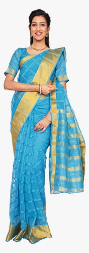 Manogari Blue Cotton Silk Saree Collection - Silk PNG Image ...