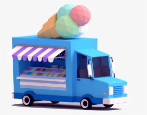 Blue Three Dimensional Caravan Pattern - Low Poly Food Truck PNG Image ...