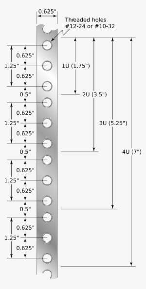 A Typical Section Of Rack Rail, Showing Rack Unit Distribution - 1 Rack ...