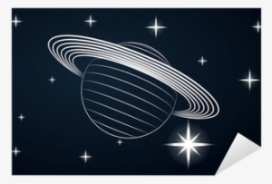 Saturn Planet Drawing In Blue Outer Space Vector Sticker - Drawing PNG ...