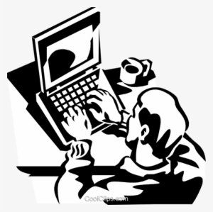 Cartoon Man Typing At Computer Royalty Free Vector - Hombre Escribiendo ...