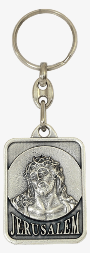 A Square Metal Keychain Depicting Jesus Christ In The - Keychain PNG ...